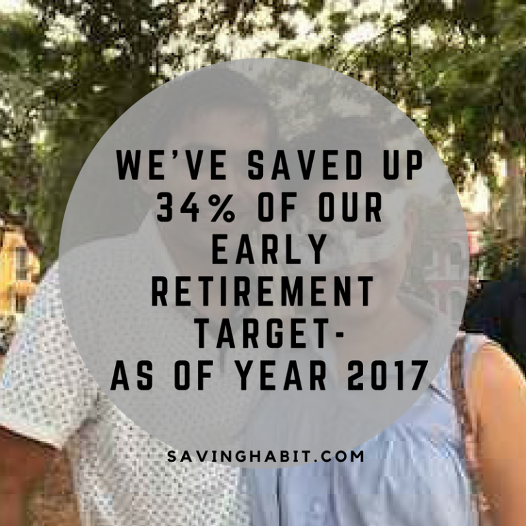 We've saved up 34% of our early retirement target as of 2017 — Saving Habit